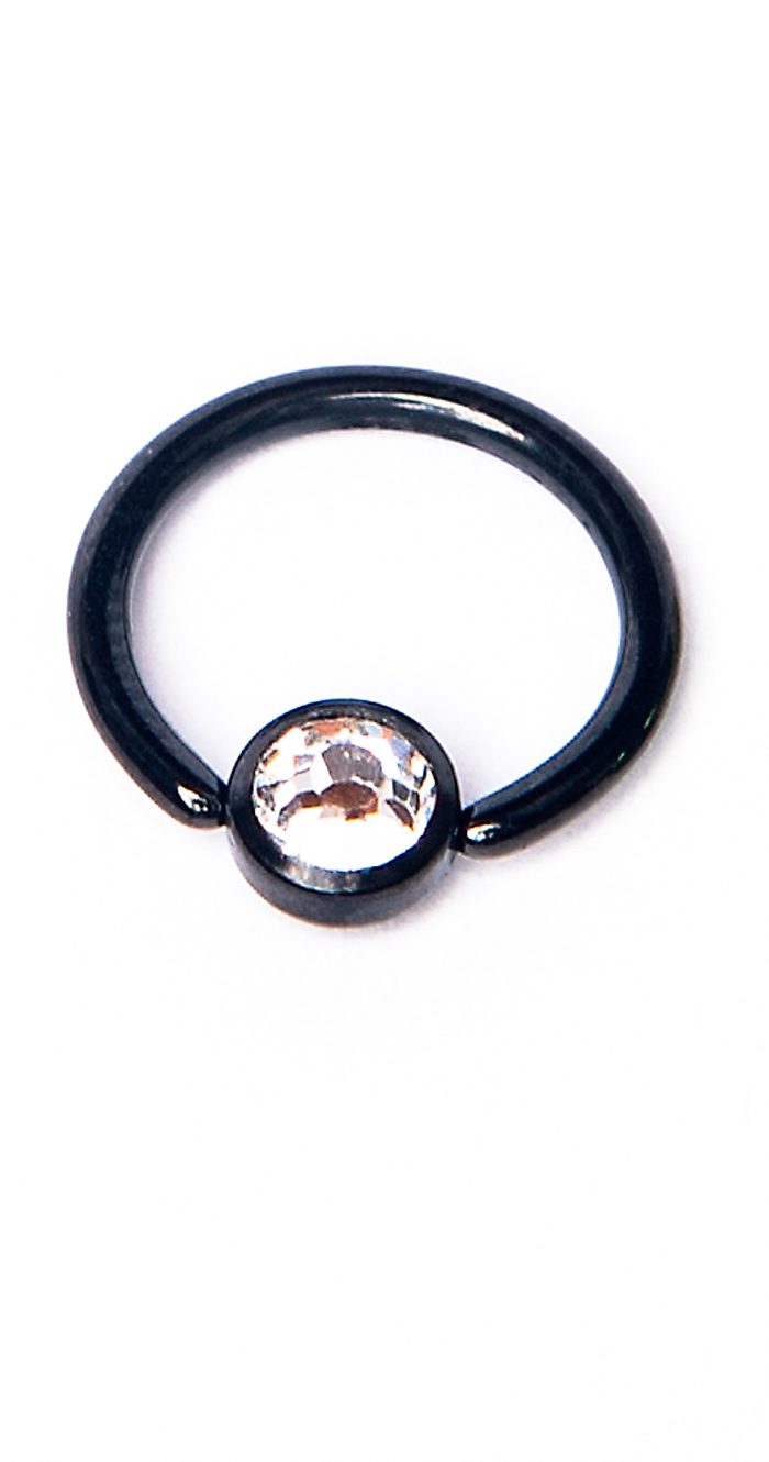 Black Steel Jewelled Ball Closure Ring – Fabulae